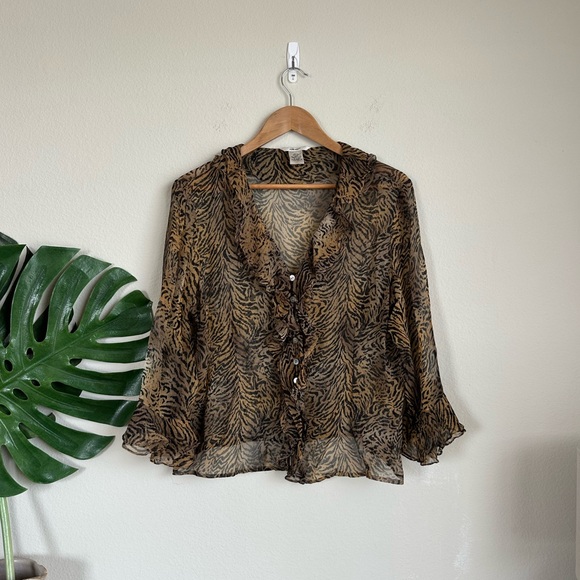 Edward | Tops | Vintage 9s Edward Silk Tiger Stripe Blouse | Poshmark